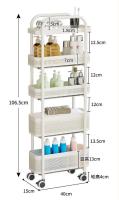 China Coated Slim Kitchen Trolley Deepened Basket + Anti Slip Smooth Frame With Rounded Corners No Burrs Safer for sale