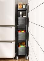 China Pull Out Slim Kitchen Trolley No Installation Required Side Fridge Storage Rack for sale