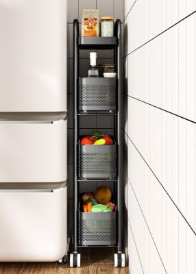 China Pull Out Slim Kitchen Trolley No Installation Required Side Fridge Storage Rack for sale