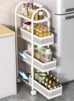 China Movable Kitchen Side Storage Rack Anti Drop Design + Silent Wheels Supporting OEM Private Label for sale