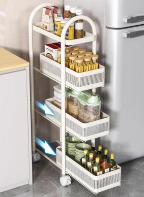 China Movable Kitchen Side Storage Rack Anti Drop Design + Silent Wheels Supporting OEM Private Label for sale