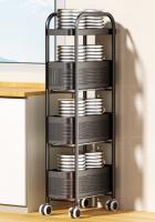 China 4 Layers Slim Kitchen Trolley Carbon Steel Spray Painted Trolley Modern Simple for sale