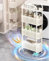 China Extendable Ultra-Slim Gap Storage Cart with Rolling Mobility and Durable Carbon Steel PP Construction for sale