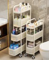 China 4 Layers Slim Kitchen Trolley Carbon Steel Spray Painted Trolley Modern Simple for sale
