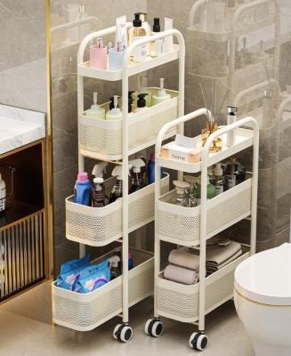 China 4 Layers Slim Kitchen Trolley Carbon Steel Spray Painted Trolley Modern Simple for sale