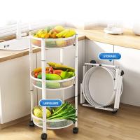 China OEM Vertical 360 Degree Rotating Storage Rack  Floor Standing Rotatable Vegetable Basket for sale