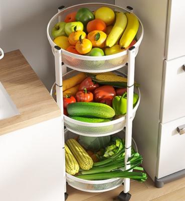 China OEM Vertical 360 Degree Rotating Storage Rack  Floor Standing Rotatable Vegetable Basket for sale