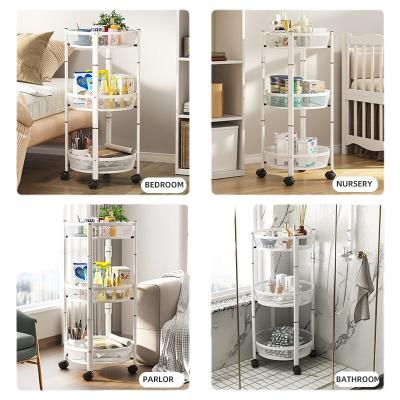 China 3 Layers Household Storage Racks Rotating Kitchen Shelf For Vegetables Fruits for sale