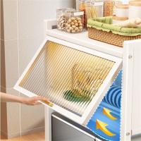 China Multi Functional Kitchen Countertop Storage Rack With Door Telescopic Design Moisture Proof for sale