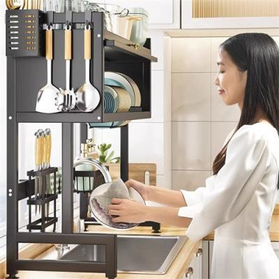 China Black Retractable Draining Over The Sink Dish Rack 34 Bowls Single Layer / Double Layer for sale