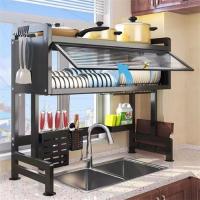 China OEM Double Layer Retractable Sink Top Dish Rack CE Certified Anti Rust for sale