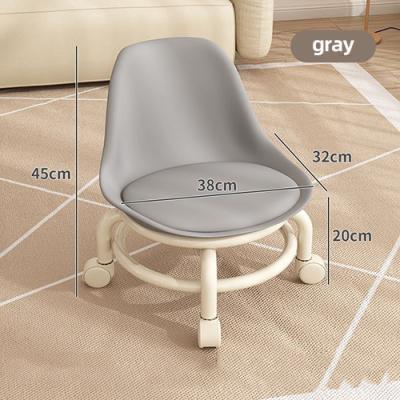 China Children'S Rotating Leather Low Rolling Stool With Backrest Double Layer Frame Stable Wear Resistant for sale