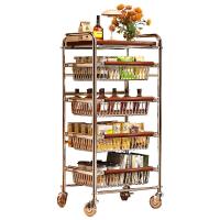 China Super load-bearing carbon steel family living room sofa area snack cart, with a pull-out basket design, making it convenient to take items for sale