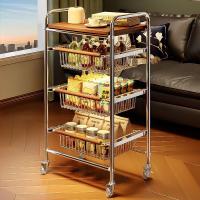 China Instant Coffee Table Narrow Edge Corner Display Rack Trolley Doubles Brake Locked Stability for sale