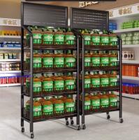 China Supermarket Food And Beverage Display Rack Multi Layer Zoned Arrangement Large Capacity Load Bearing 50kg for sale