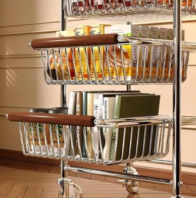 China Super load-bearing carbon steel family living room sofa area snack cart, with a pull-out basket design, making it convenient to take items for sale
