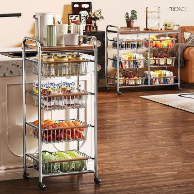 China Household multi-layer storage trolley, suitable for various narrow Spaces, compact and flexible, achieving multiple uses in one for sale