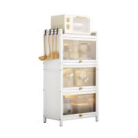 China Modern Multi-Tier Floor Storage Cabinet with 150kg Weight Capacity, 360° Dust Protection, and Adjustable Shelves for Kitchen Pantry for sale
