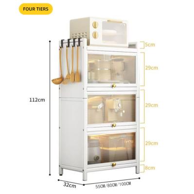 China Multi-Tier Floor Cabinet with 4-6 Adjustable Floors, 150kg Load Capacity, and 360° Dust Protection for Kitchen Storage for sale