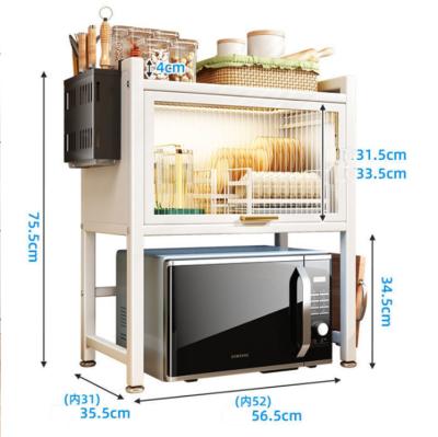 China 100kg Stable Microwave Oven Shelf Rack Telescopic Carbon Steel Frame + Acrylic Door Freeing Up Countertop Space for sale