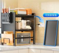 China Carbon Steel Telescopic Microwave Oven Rack  100kg Load Bearing Oil Proof FBA Supported for sale