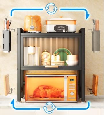 China Carbon Steel Telescopic Microwave Oven Rack  100kg Load Bearing Oil Proof FBA Supported for sale