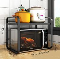 China Dust Proof Extendable Microwave Oven Rack Carbon Steel Telescopic + Acrylic Cabinet  100kg Load Bearing for sale