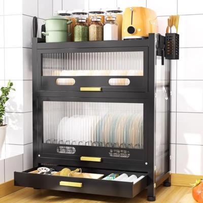 China Multi-Functional Floor-Standing Kitchen Metal Pantry with 5-Layer Anti-Rust Coating, Tool-Free Assembly, and 80L Storage Capacity for sale