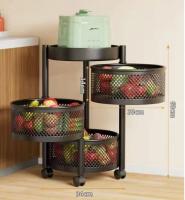 China 3-Tier Round Rotating Storage Rack with 360° Rotation | Carbon Steel + PP Material | Flat-Top Design for sale