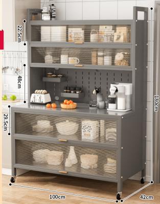 China 6-Tier Sideboard with Carbon Steel + PC Panels for 6-Layer Classified Storage in Kitchen Metal Pantry for sale