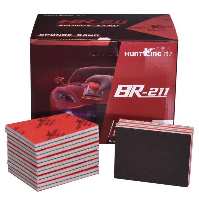 China HUNTKING BR-211 TPU Backed Sponge Sanding Block 100x75mm 180-3000 Grit Wet Dry Abrasive for Car Paint Repair Wood Finishing for sale