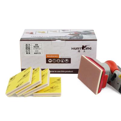 China HUNTKING Pink Sponge Sandpaper 100x75mm 60Pcs Box Aluminum Oxide Wet Dry 180-3000 Grit for Car Paint Wood Polishing for sale