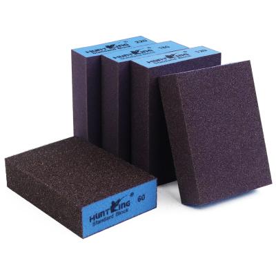 China HUNTKING Standard Sponge Sand Block 70x100mm Aluminum Oxide Wet Dry Abrasive for Metal Wood for sale