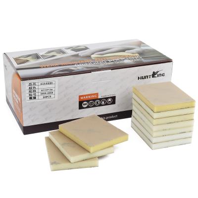 China HUNTKING Beige Double Sided Sponge Sandpaper 80x100x12mm for Automotive Coating Metal Polishing for sale