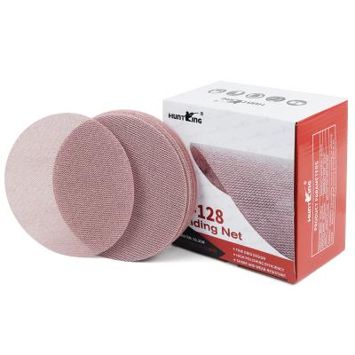 China HUNTKING HK128 5 Inch 6 Inch Dust Free Mesh Sanding Net Hook and Loop Abrasive Discs for Automotive Wood Sanding for sale