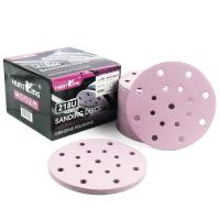 China HUNTKING HK218U 6 Inch 17-Hole Hook & Loop Aluminum Oxide Sanding Discs for Automotive and Wall Sanding for sale