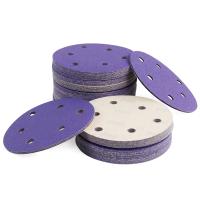 China HUNTKING HK238T Purple Sanding Discs 5 Inch 6 Hole 6 Inch 17 Hole Aluminum Oxide Anti-Clog for Automotive Primer Wall Putty Metal Finishing for sale