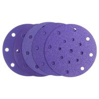 China HUNTKING HK315T Purple Polyester Film Sanding Discs 5 Inch 6 Hole Aluminum Oxide Anti-Clog for Automotive Finishing for sale