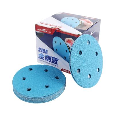 China HUNTKING 219A Hook & Loop Sanding Discs 5 Inch 6 Hole Alumina Mixed Abrasive Sandpaper for Metal Wood Automotive for sale