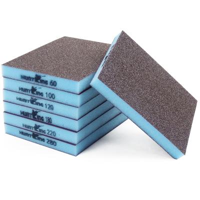 China HUNTKING Thin Sponge Sand Blocks 120x100mm 60-280 Grit Wet Dry Aluminum Oxide Sanding Pads for Wood Metal Auto Detailing for sale