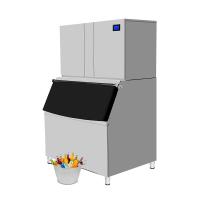 China Tap Water Ice Machine 1 Ton 1000kg Stainless Steel Automatic Commercial Ice Cube Block Maker with 500kg Ice Storage for sale