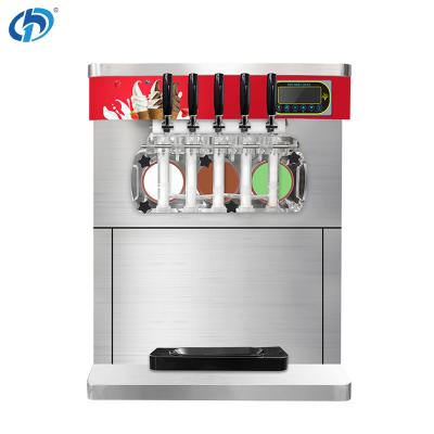 China 5 Flavors Automatic Ice Cream Making Machine Continuous Production Capacity 225-250 cups /100g Refrigerating R410a R134A for sale
