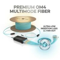 China OM3 MPO Fiber Optic Cable 8-Fiber Fanout LC UPC Aqua Data Center Patch Cord for sale