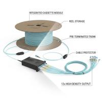 China OM3 MPO Fiber Optic Cable 8-Fiber Fanout LC UPC Aqua Data Center Patch Cord for sale