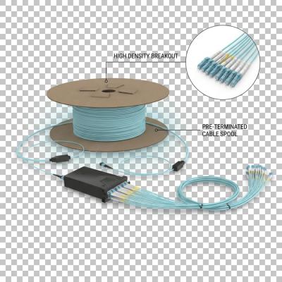 China OM5 MPO Fiber Optic Cable 12-Fiber Breakout UPC Lime Green Data Center Patch Cord for sale