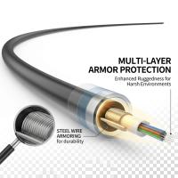 China Single Mode Central Tube Fiber Optic Cable GYXTW 12 Core Outdoor PE Armored for sale