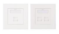 China Flat Faceplate 86x86mm 1 Port 2 Port White Network Faceplate for sale