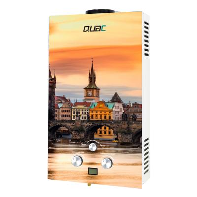 China 10L Tankless Instant Gas Water Heater Painting Glass Panel for sale
