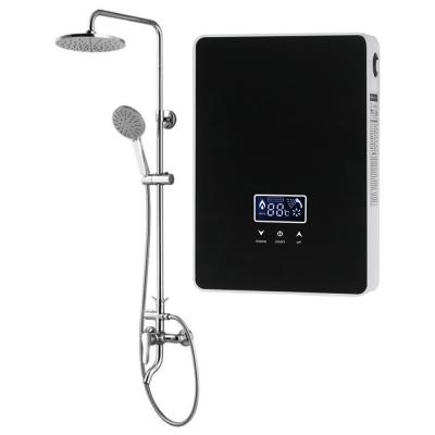 China Full Black Color Instant Electric Tankless Water Heater Touch Control for sale