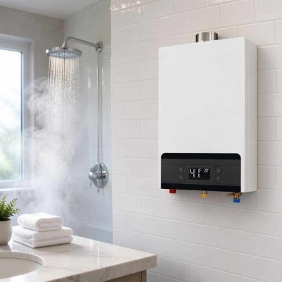 China 10 Liters Capacity Forced Exhaust Gas Water Heater Incorporating Forced Ventilation Fan System and 00208Mpa Pressure for Operation for sale